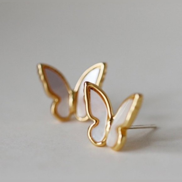 kate spade | Jewelry | New Kate Spade Mother Of Pearlgold Plated Butterfly Stud Earrings | Poshmark